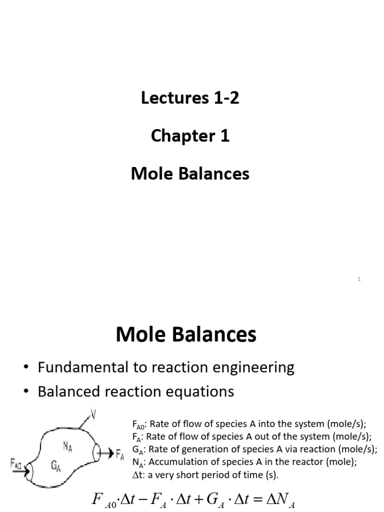 Mole Balances in Reactor Design | PDF | Chemical Reactor | Reaction Rate