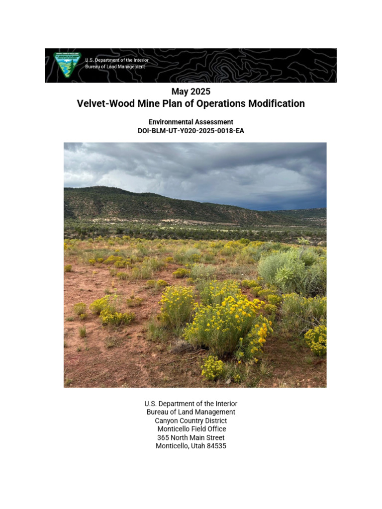 Velvet-Wood Mine EA-FONSI-DR 20250523 Signed | PDF | Endangered Species ...