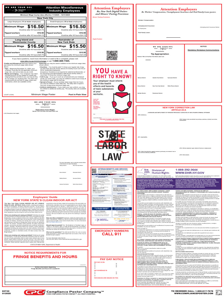 New York Labor Law Poster | PDF | Employment | Gratuity