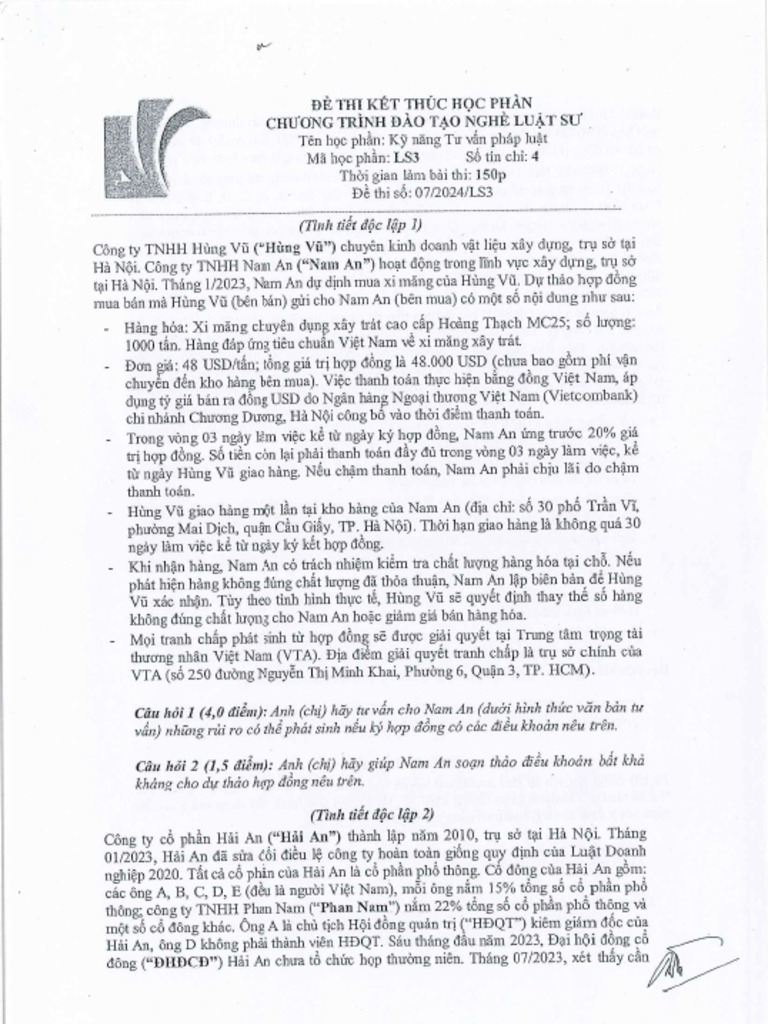 Đề - Đáp Án LS3 | PDF