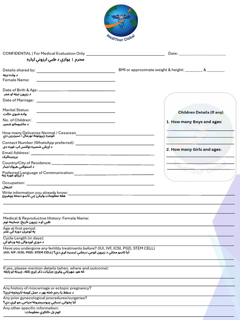 MediTour Global Registration Form | PDF