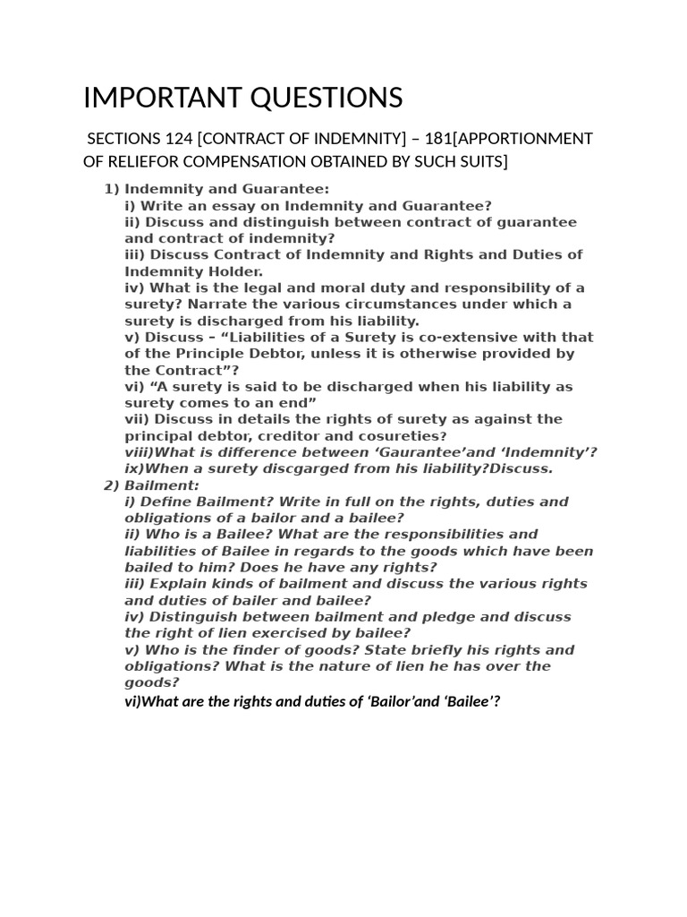 Key Questions on Contract Law | PDF