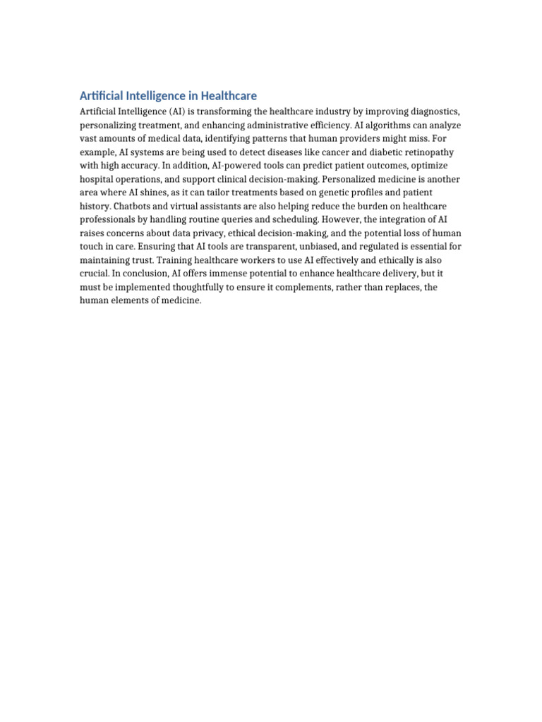 AI Transforming Healthcare Delivery | PDF