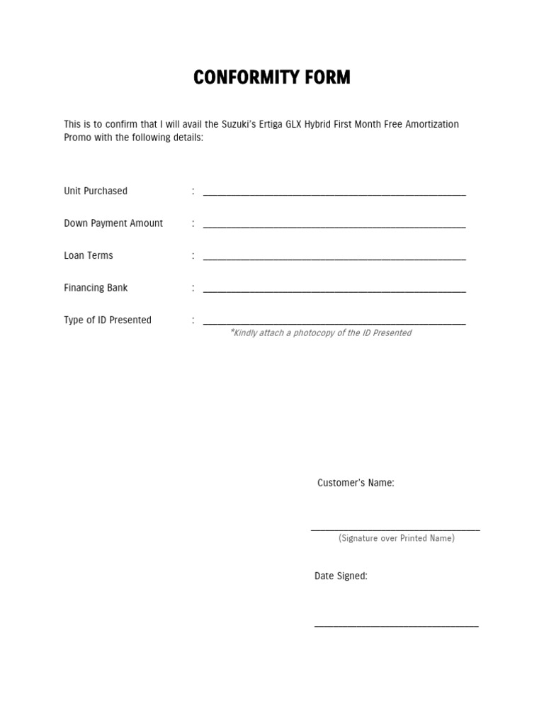 Conformity Form | PDF