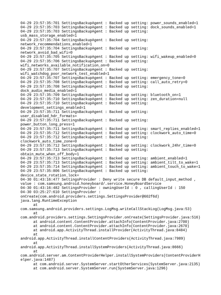 Settingsprovider | PDF | Software | System Software