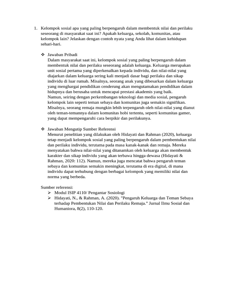 Diskusi 6 Pengantar Sosiologi | PDF