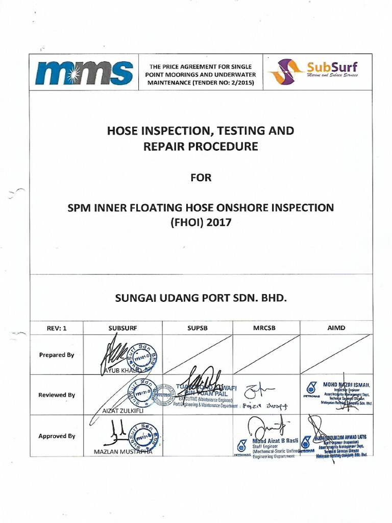 Hose Inspection and Repair Procedure | PDF | Leak | Pressure