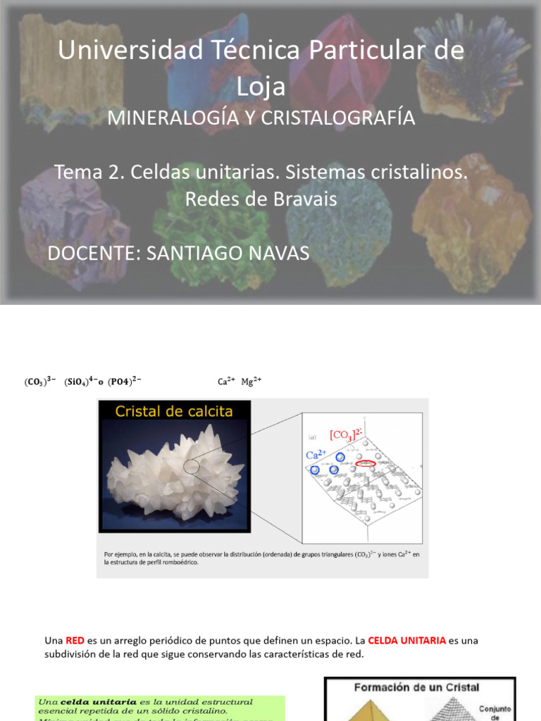 Tema 2. Celdas Unitarias. Sistemas Cristalinos. Redes de | PDF ...