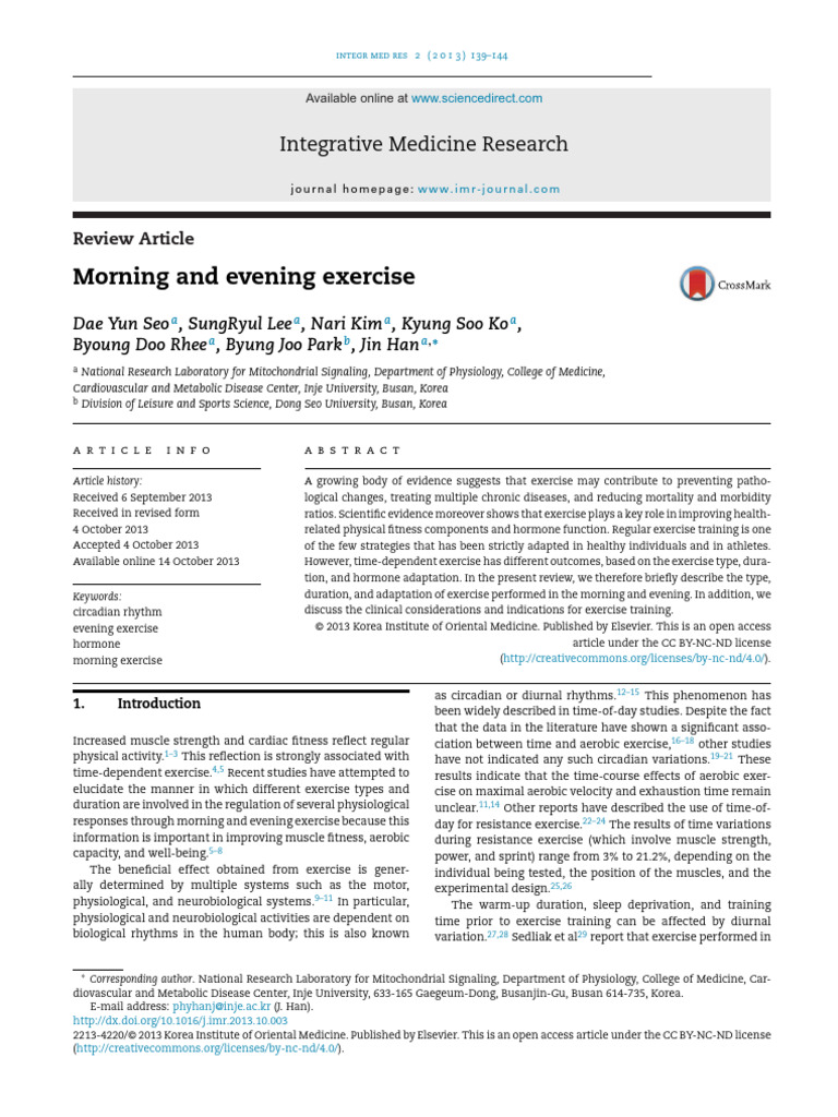 Morning vs Evening Exercise Benefits | PDF | Strength Training ...