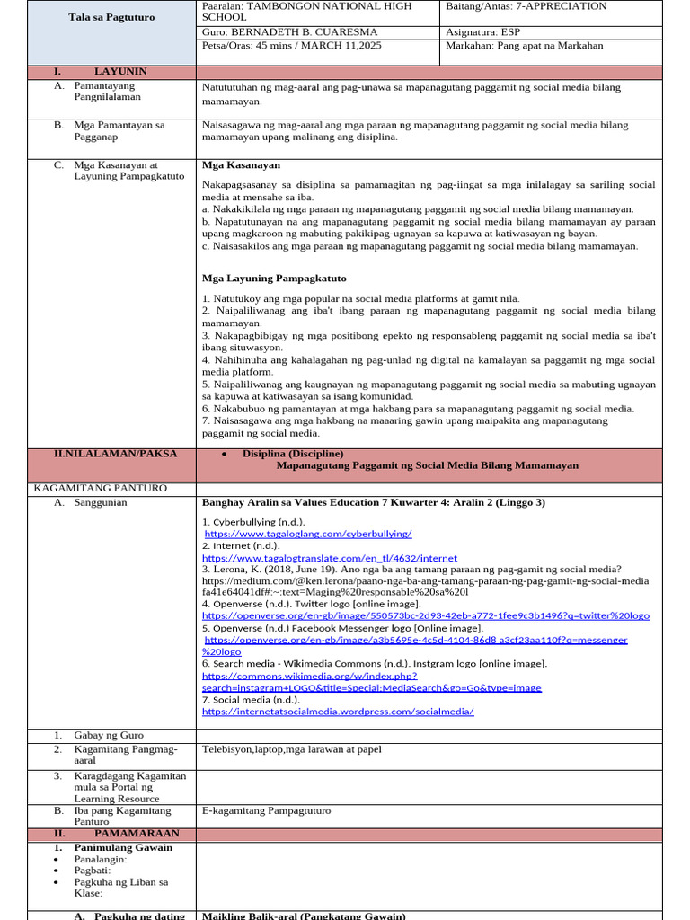 Esp-7 Q4week 3 (LP1) | PDF