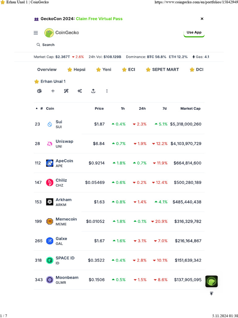 Erhan Unal 1 - CoinGecko - 4-11-24 | PDF