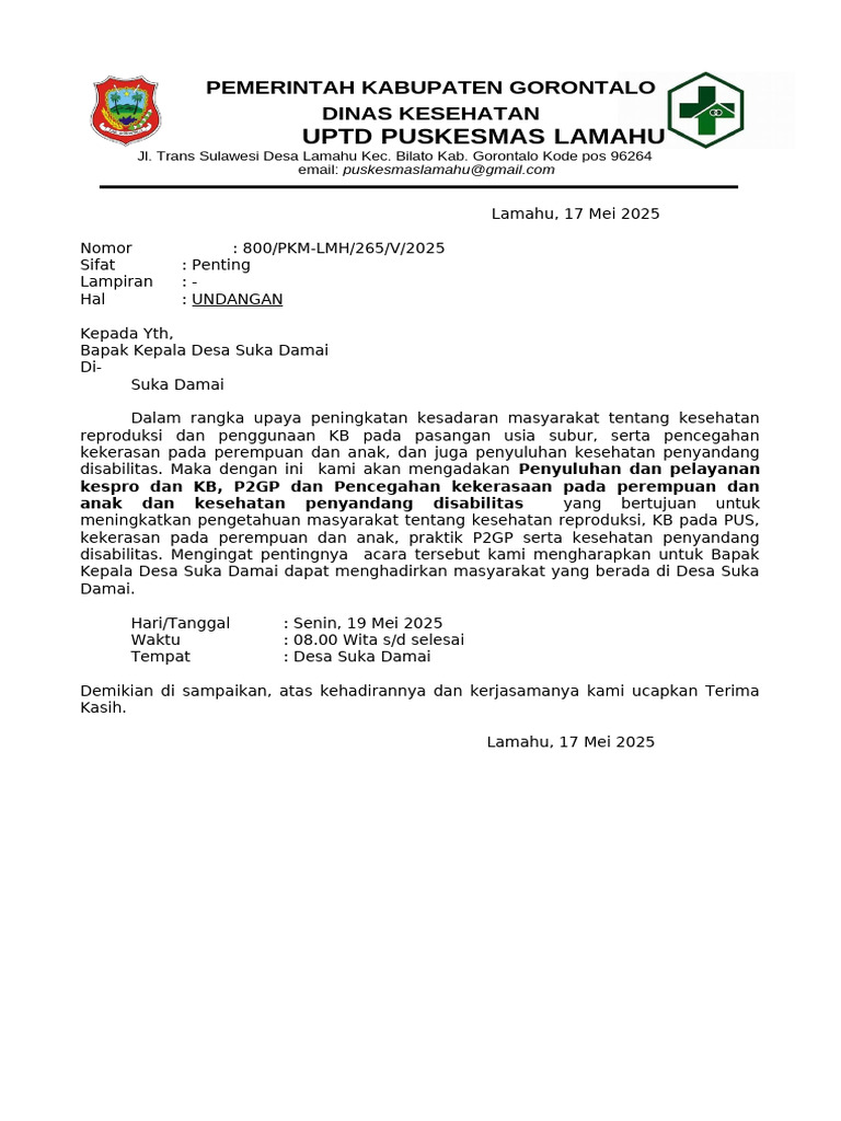 Surat Penyuluhan Kb | PDF