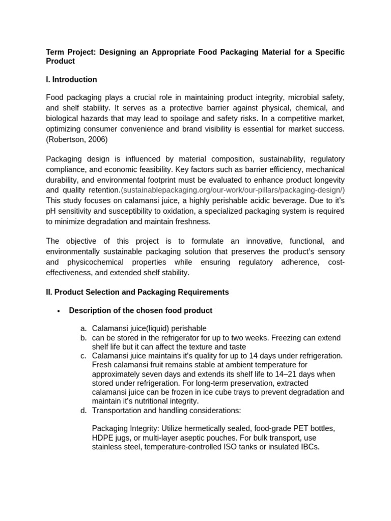 Sustainable Packaging for Calamansi Juice | PDF | Recycling | Plastic