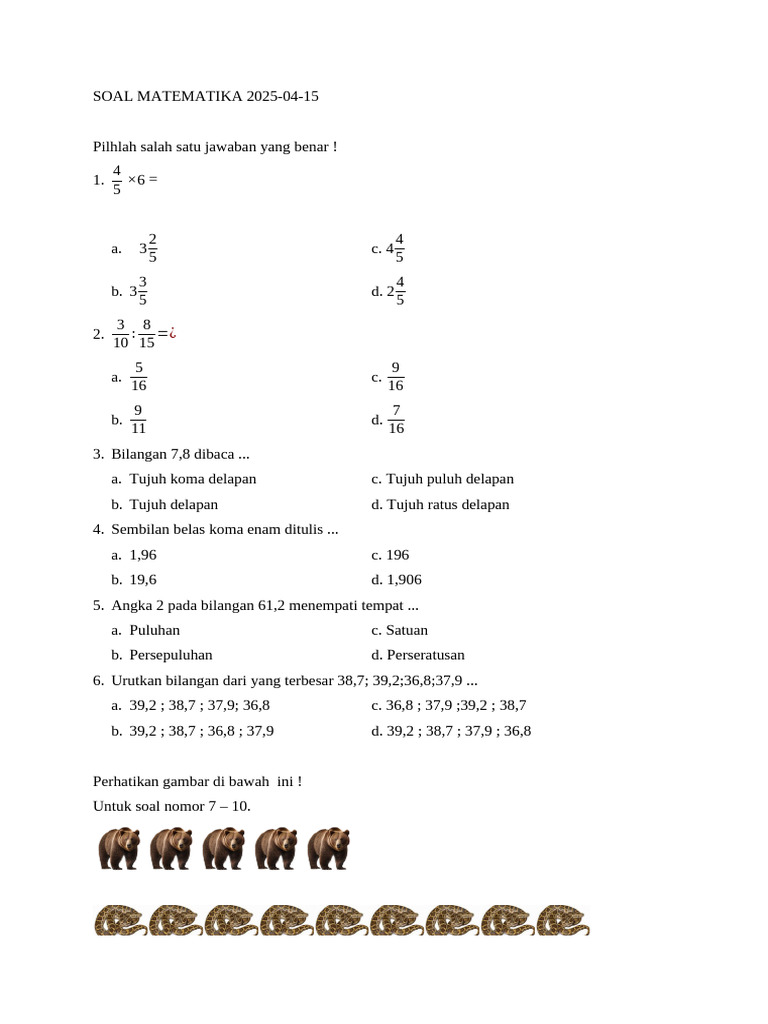 SOAL MATEMATIKA 2025 | PDF