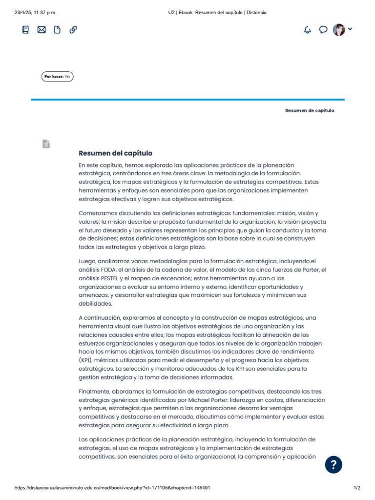 U2 - Ebook - Resumen Del Capítulo - Distancia | PDF | Business