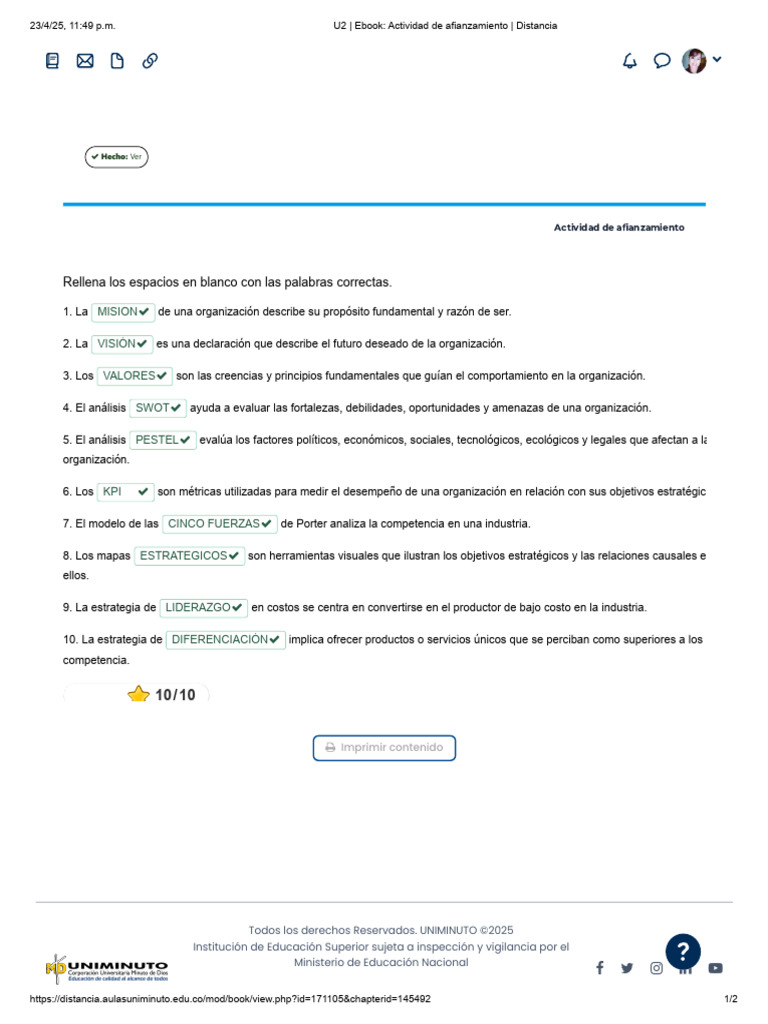 U2 - Ebook - Actividad T2 de Afianzamiento - Distancia | PDF