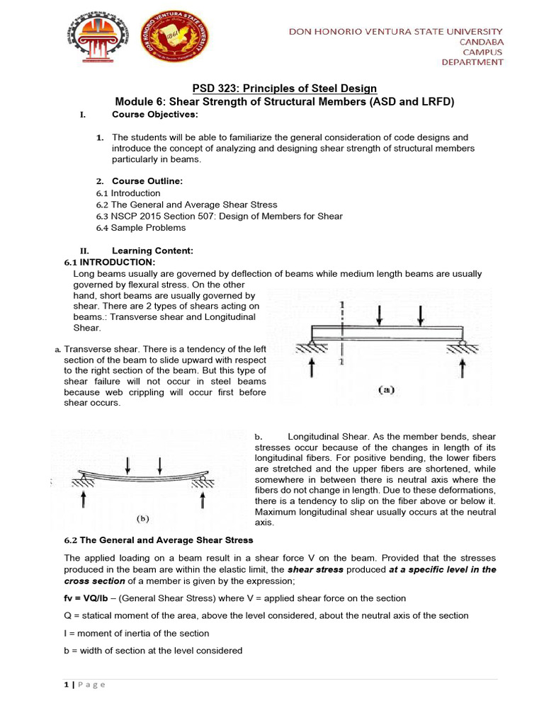 Shear Strength in Steel Design Principles | PDF | Beam (Structure ...