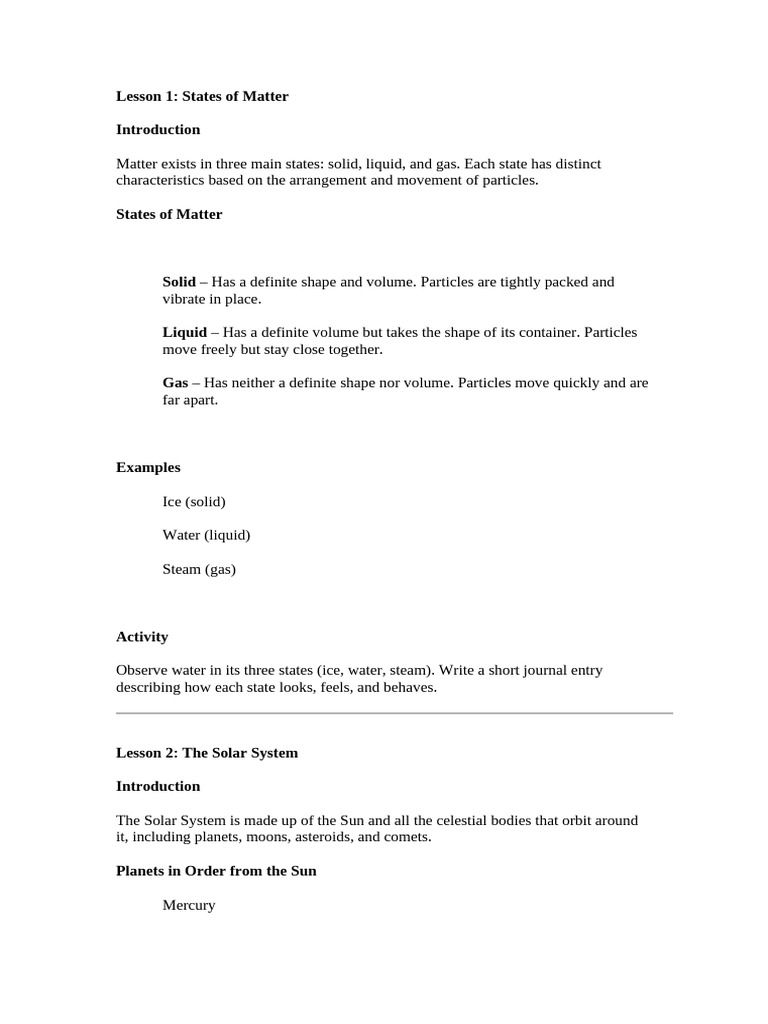 Basic Science For Kids | PDF | Water | Planets