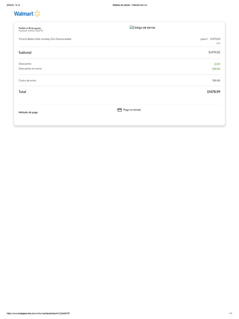 Detalles Del Pedido - Walmart - Com.mx | PDF