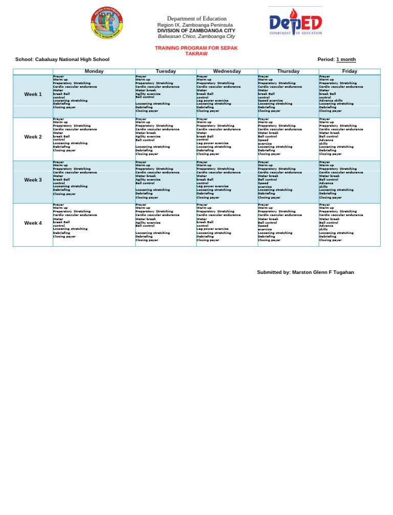 Sepak Takraw Training Program | PDF | Sports Science | Determinants Of ...