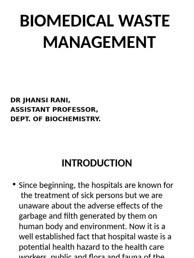 Biomedical Waste Management Guide | PDF | Waste | Incineration