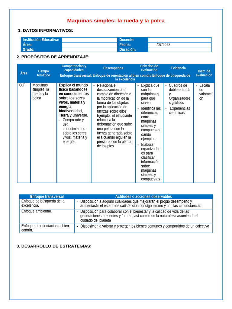 3° CyT Maquinas Simples La Rueda y La Polea | PDF | Rueda | Eje
