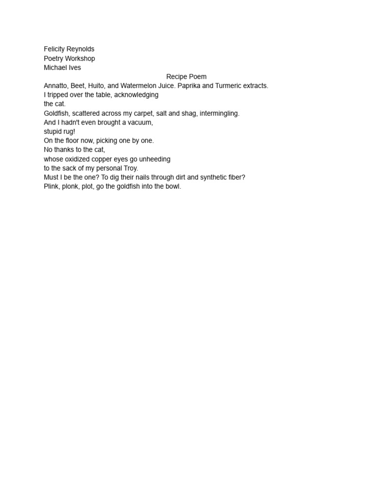 Recipe Poem: Goldfish and Chaos | PDF