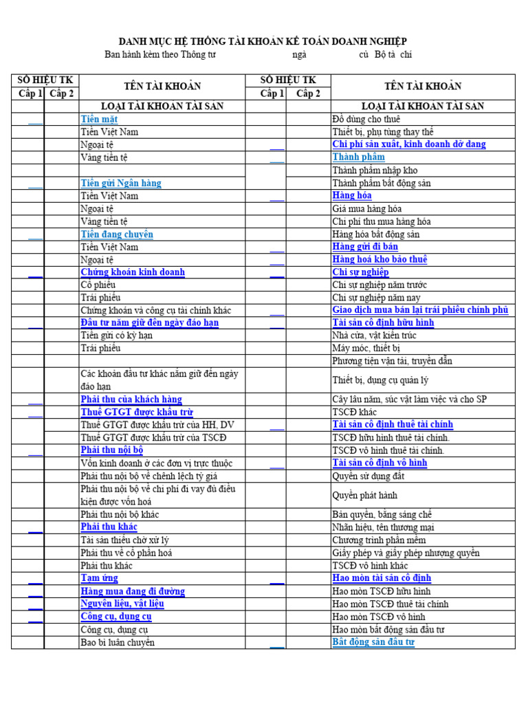 He Thong TKKT Theo TT 200 | PDF