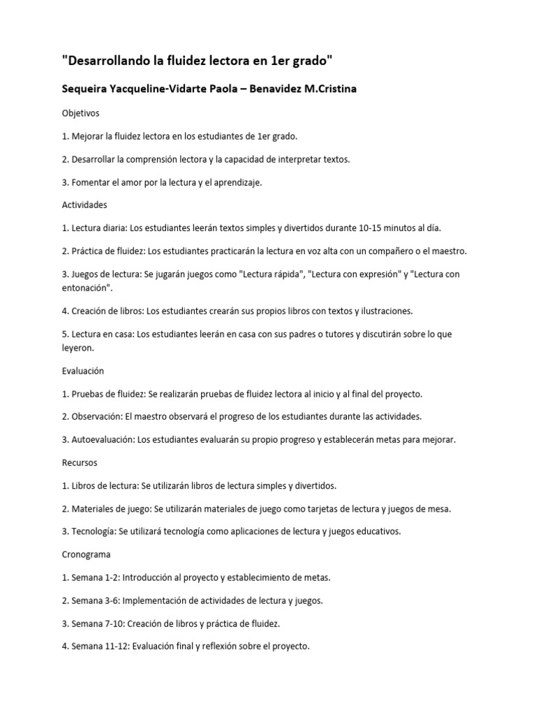 Fluidez Lectora en 1er Grado: Estrategias | PDF | Salud mental ...