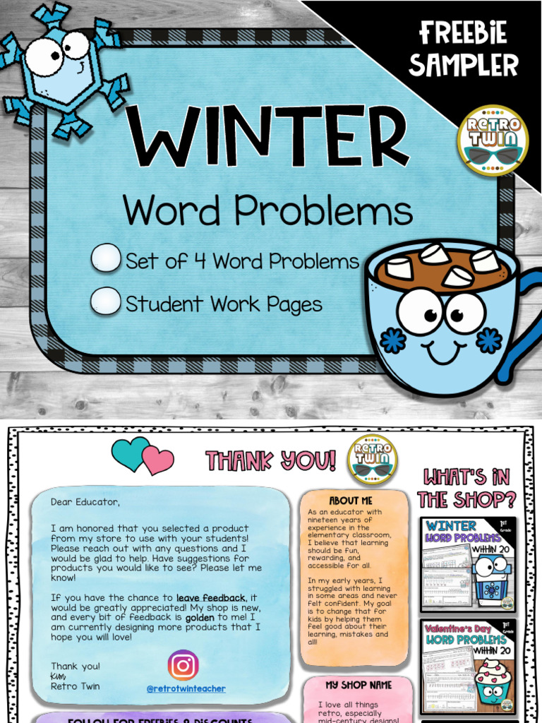 Word Problems: Freebie Sampler | PDF