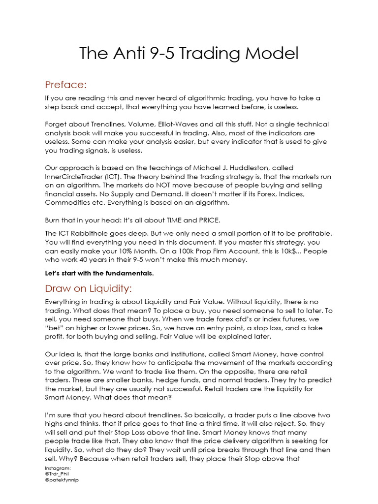 The Anti 9 To 5 Model | PDF | Futures Contract | Market Liquidity