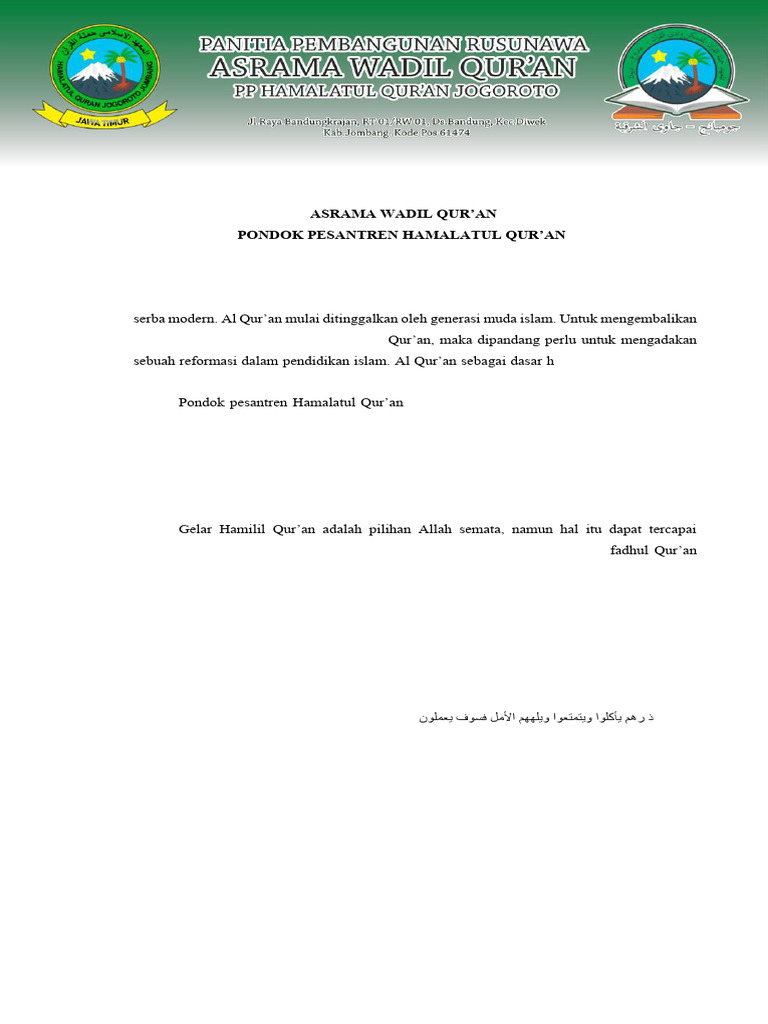 Proposal Pembangunan Asrama | PDF