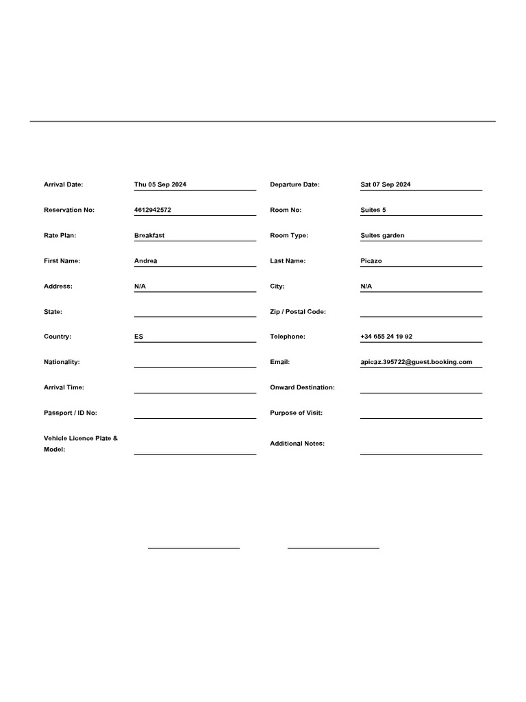 contoh surat reservasi | PDF