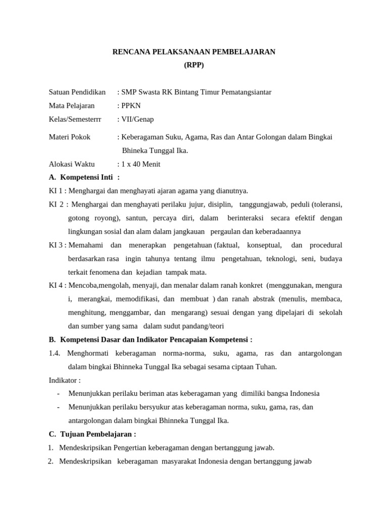 RPP 1 Pertemuan | PDF