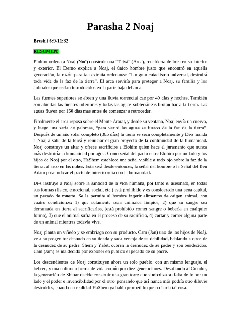 La historia de Noaj y el Diluvio | PDF | Noé | Arca de Noé