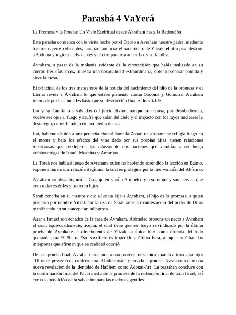 Parashá 4 VaYerá | PDF | Rut (figura bíblica)