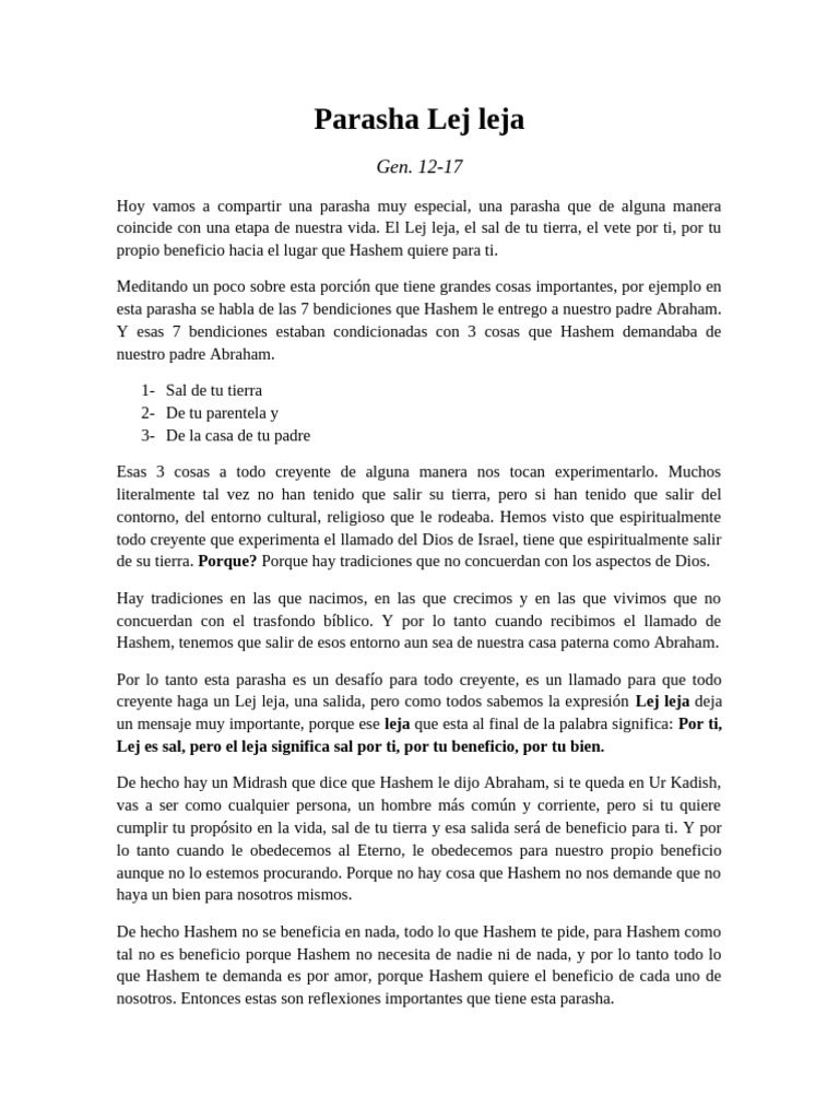 Parasha 3 Lej Leja | PDF | Nombres de Dios en el judaísmo | Salvación