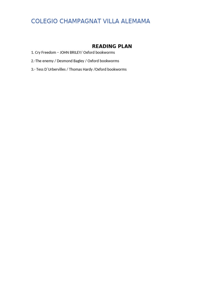 Reading Plan | PDF