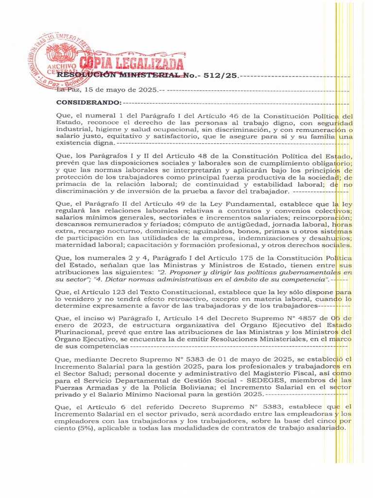 RM 512-25 Incremento Salarial | PDF