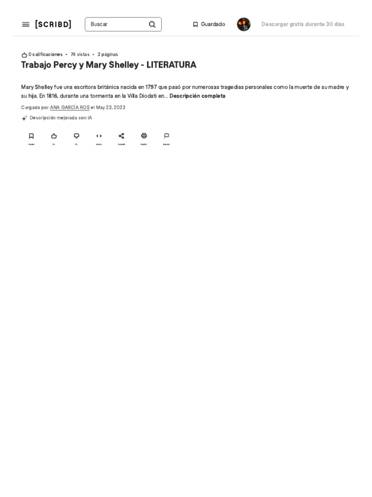 Trabajo Percy y Mary Shelley - LITERATURA - PDF - Mary Shelley | PDF ...