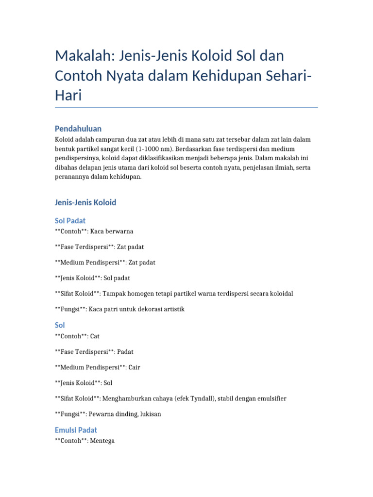 Makalah_Jenis_Koloid_Sol | PDF