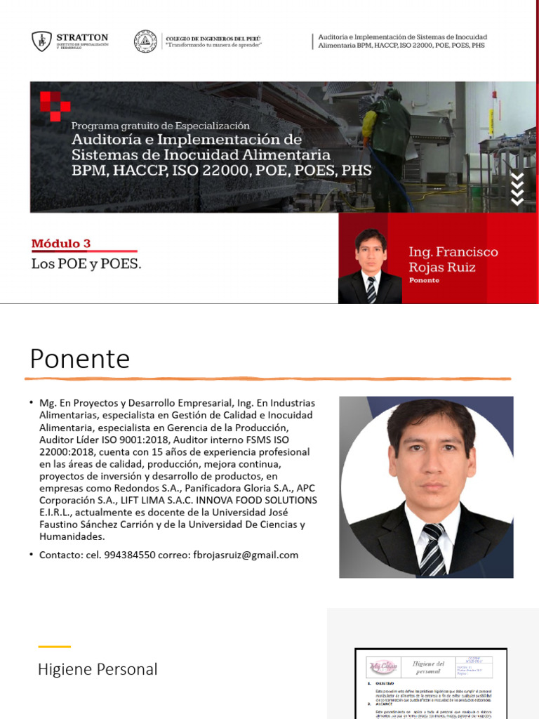 Módulo 03 - Auditoría e Implementación de Sistemas de Inocuidad Alimentaria BPM, HACCP, IsO ...
