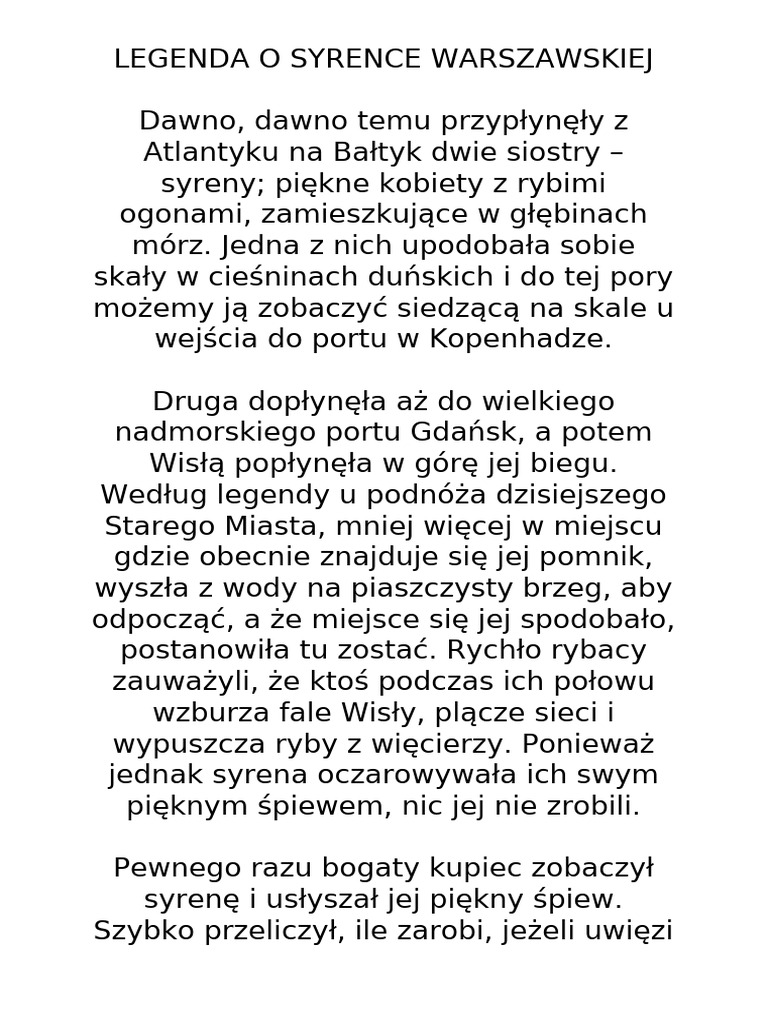 Legenda o Syrence Warszawskiej | PDF