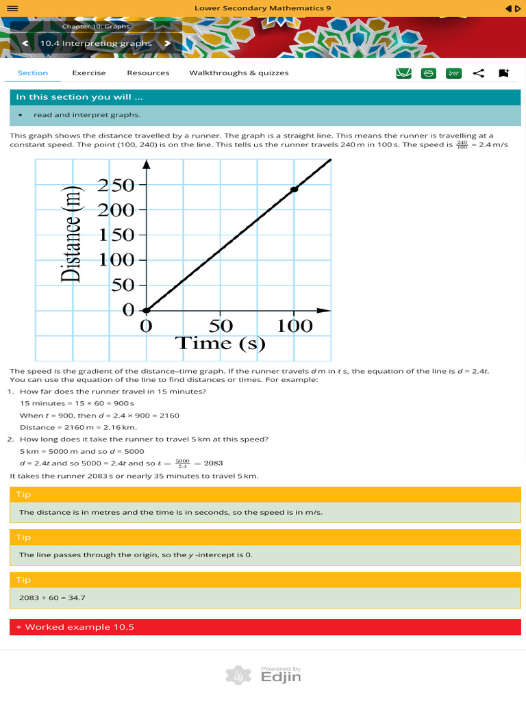 Cambridge Online Maths 10.4 Interpreting Graphs | PDF