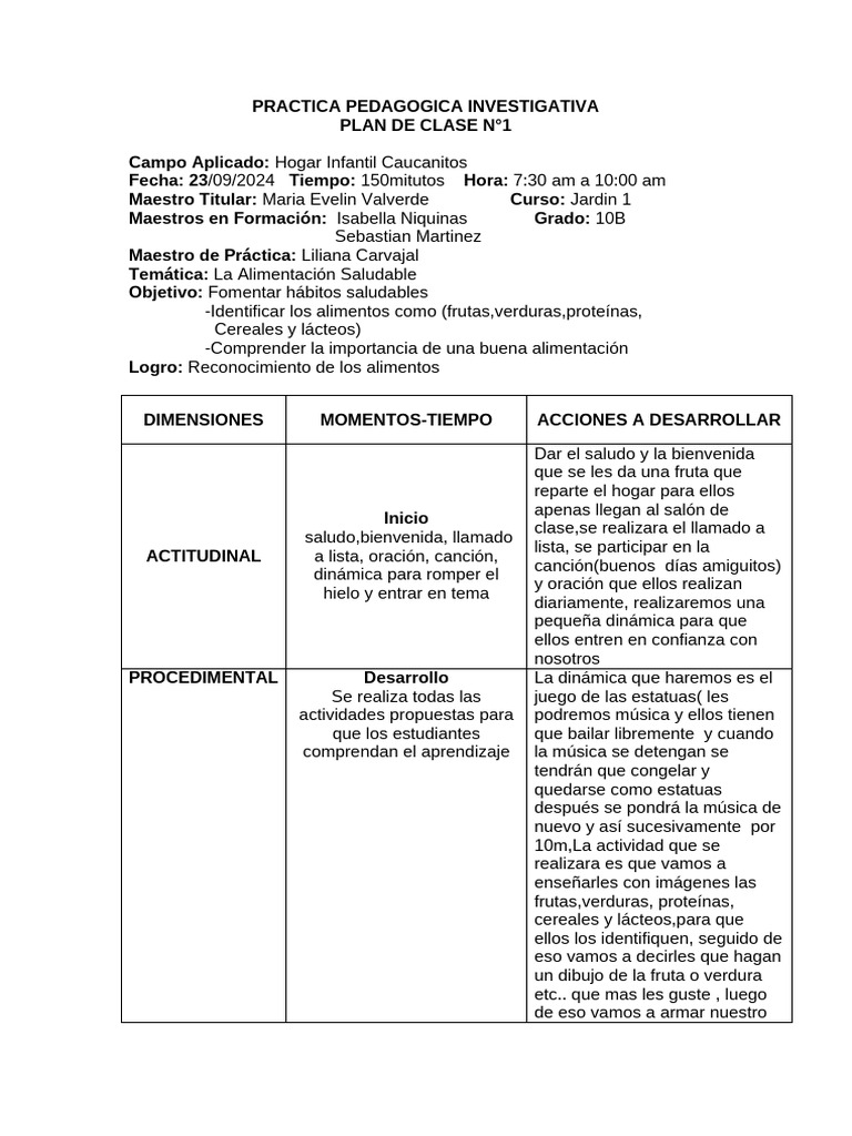 plan de clase 2 (2) | PDF | Aprendizaje