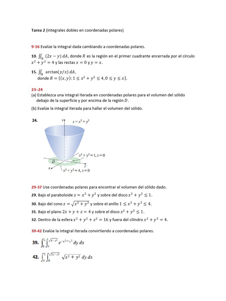 Tarea 2 (Integrales dobles en coordenadas polares) | PDF