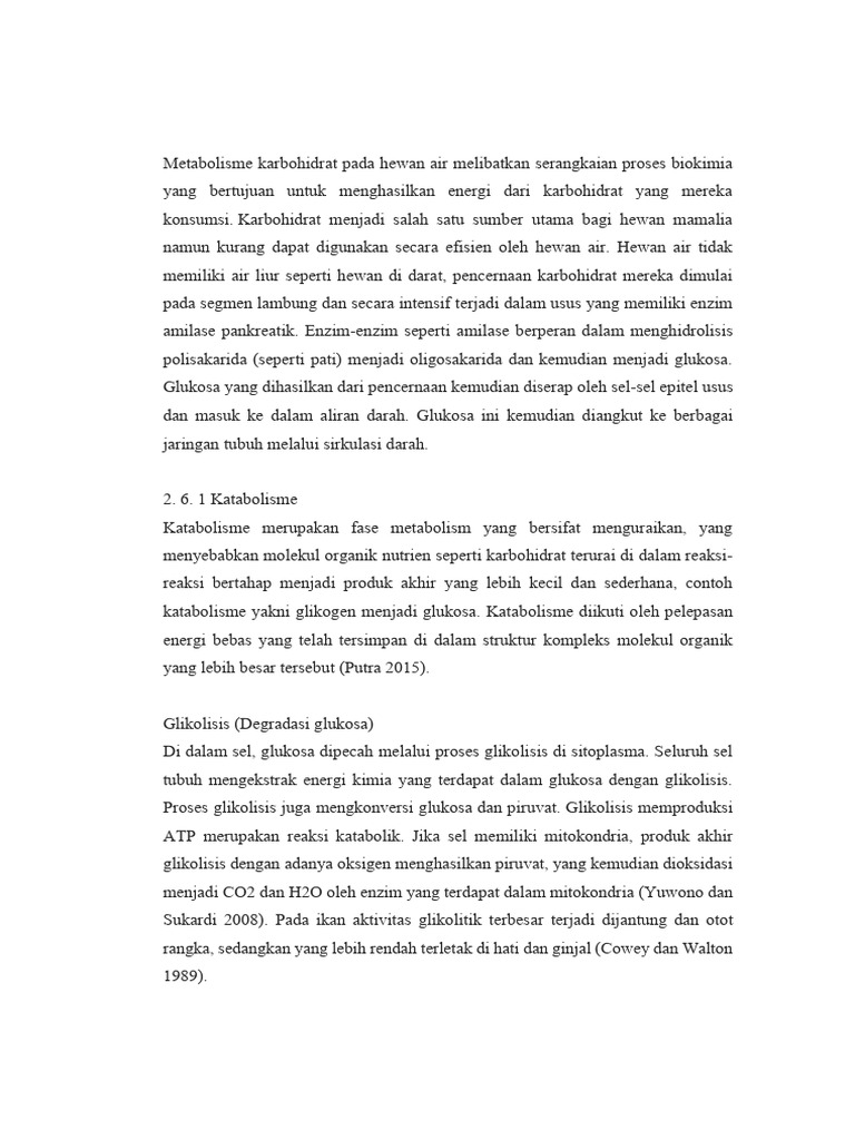 Metabolisme Karbohidrat Hewan Air | PDF