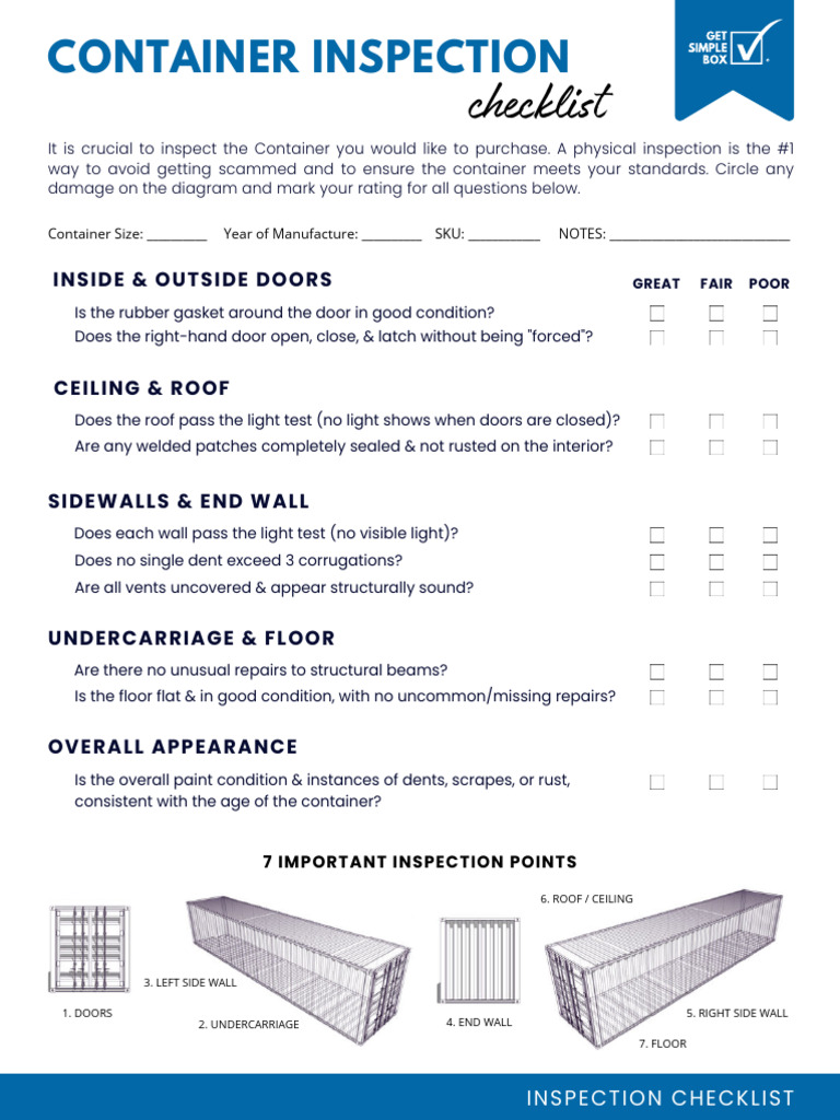 2024 Shipping Container Inspection Checklist Get Simple Box | PDF ...