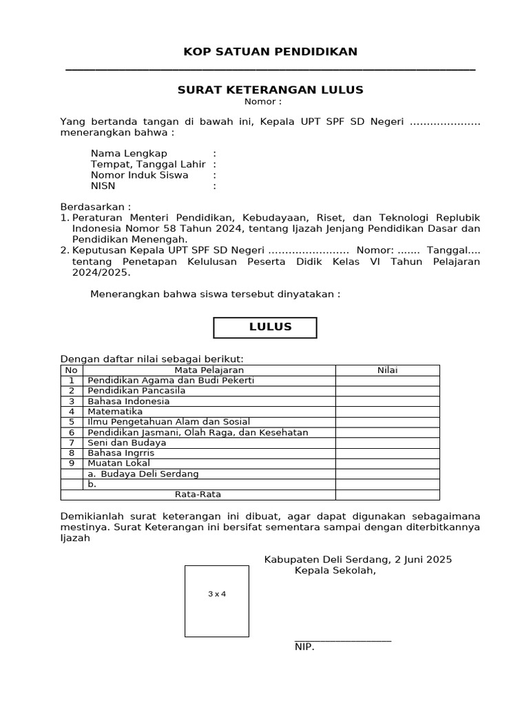 FORMAT SKL 2025 1 Ok-1 | PDF