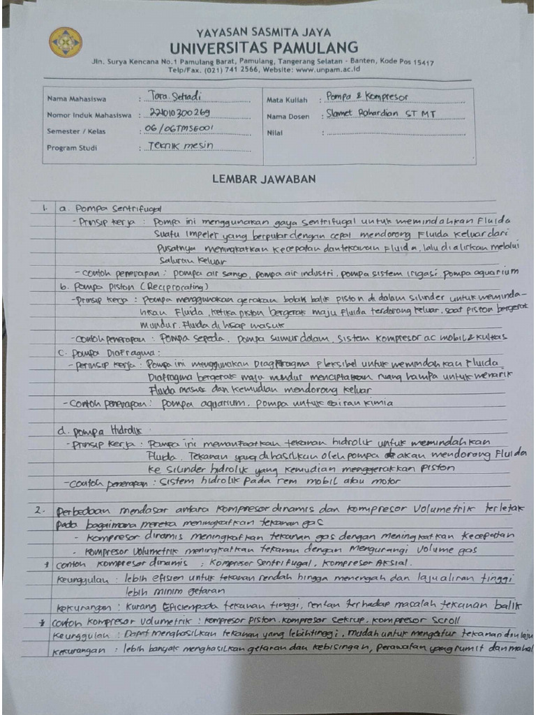 Uts Pompa Dan Compresor | PDF